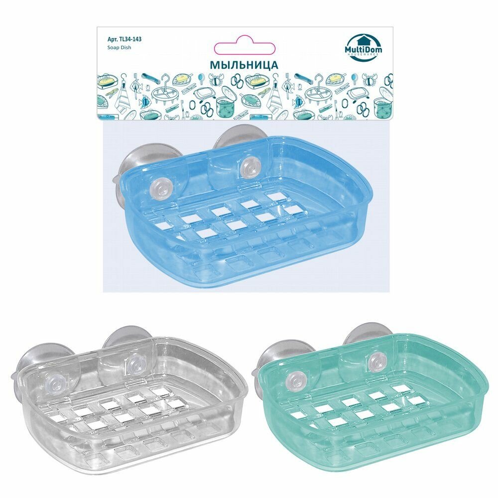 Мыльница на присосках, размер 10х13х4,5 см, цвета в ассортименте