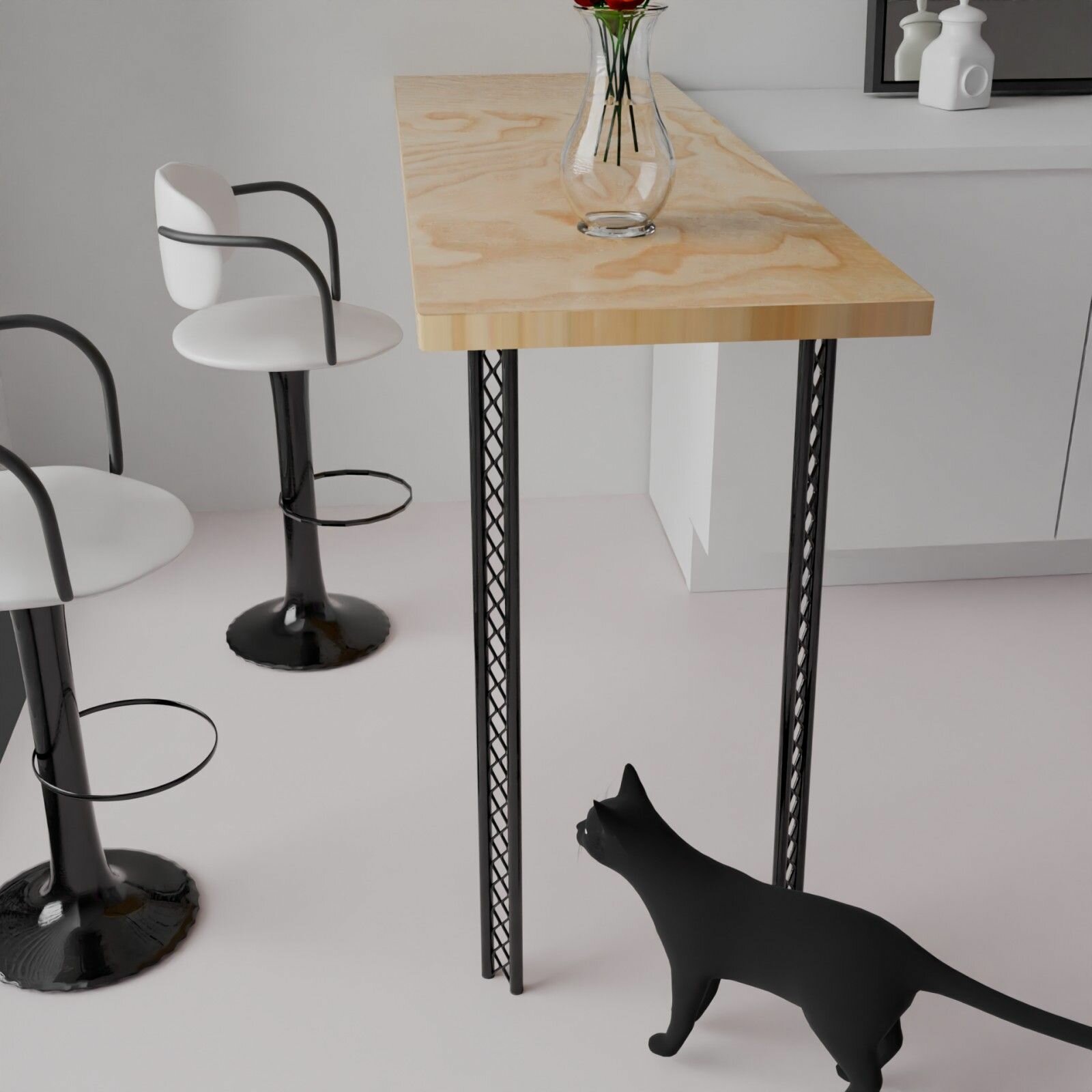 Ножка для барной стойки Ажур2, 110см, Черный глянец. 1шт. Мебельная металлическая, лофт