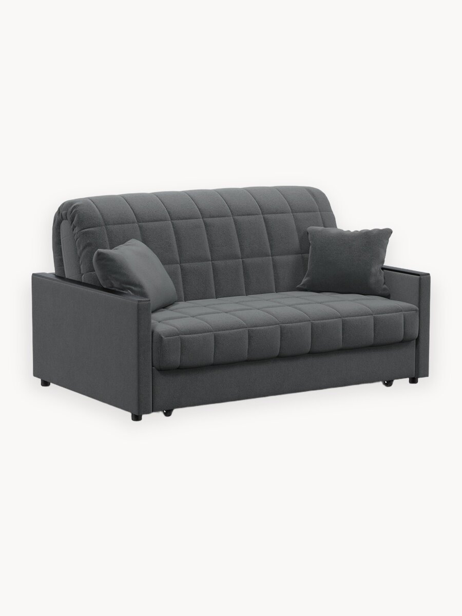 Диван-кровать раскладной аккордеон MOON FAMILY 134, серый велюр, 155х104х90, спальное место 140х200, Эксклюзивная пена UniqFoam (арт Z000080)