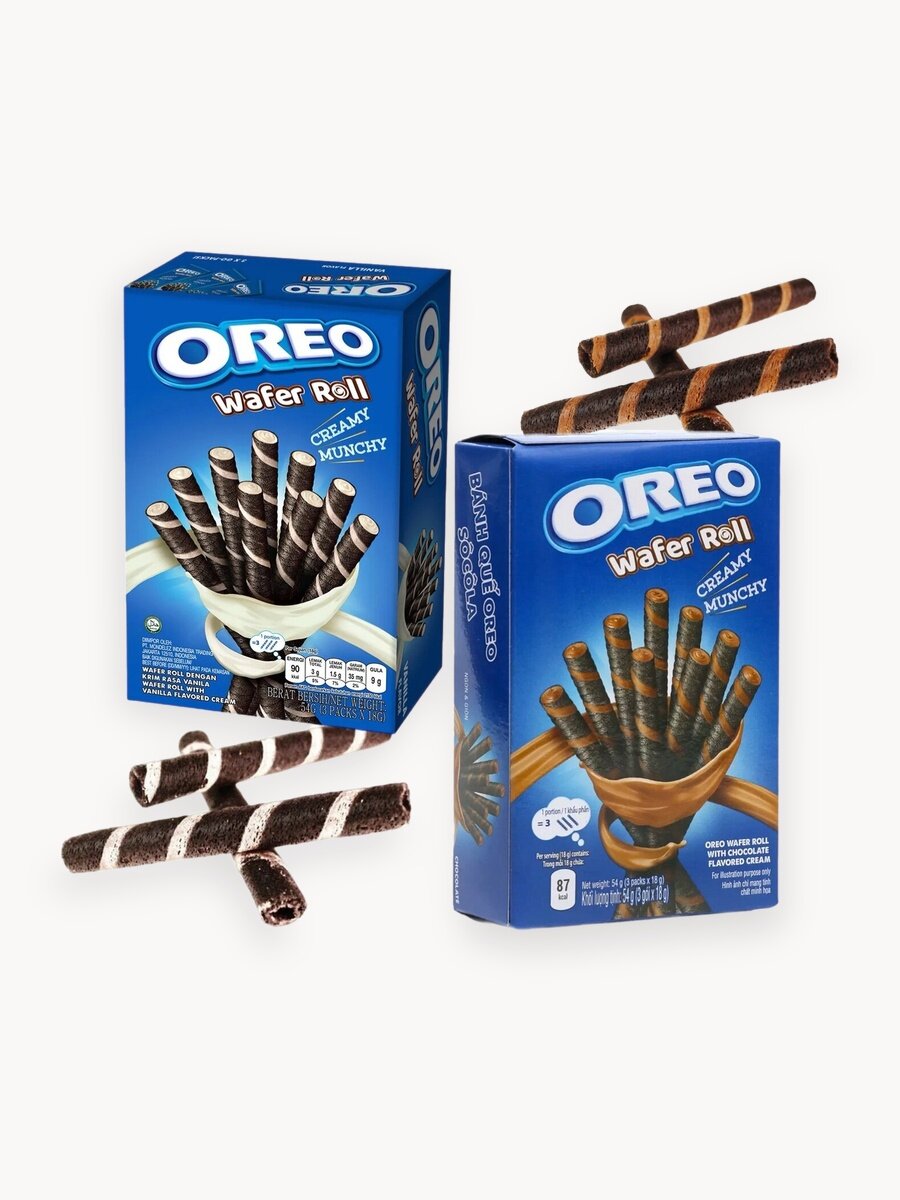 Вафельные палочки Oreo Waffer Roll со вкусом Шоколада и ванили, 2шт х 54г, Индонезия