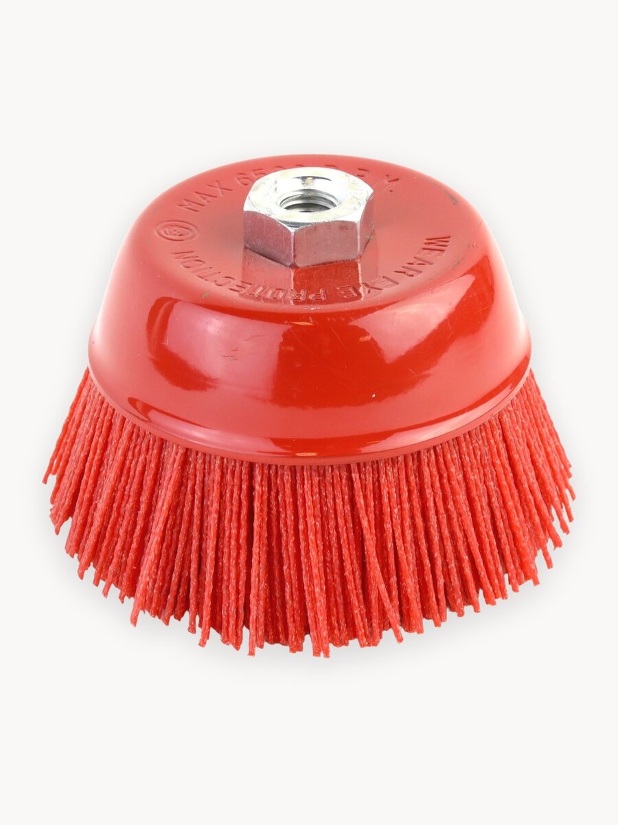 №FW-RAS5 Нейлоновая щетка чашечная Д125 P80 ворс полимер абразив по дереву на УПМ УШМ (болгарка), осборн (код 9-001)