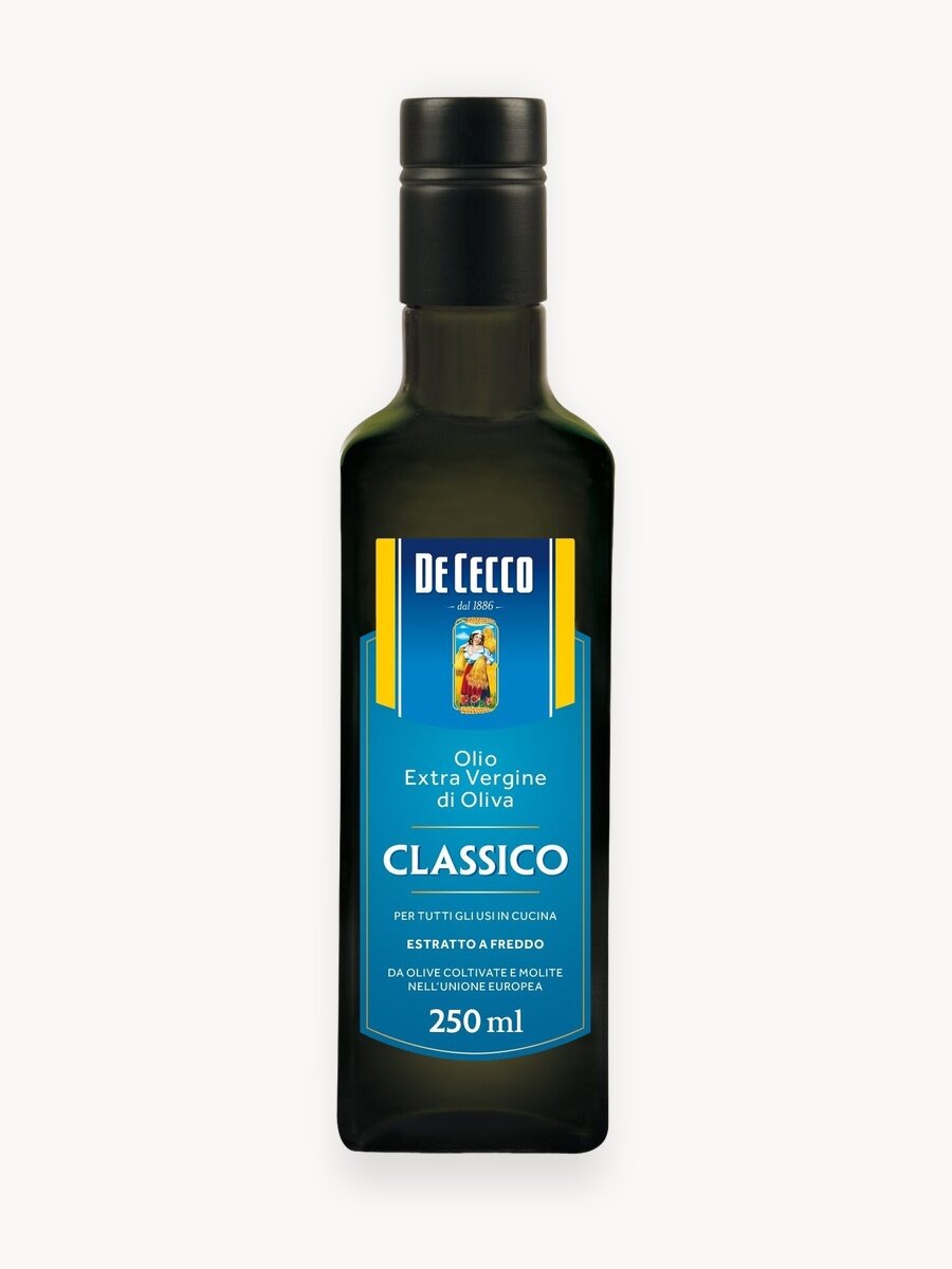 Масло оливковое De Cecco нерафинированное Extra Virgin Classico, стеклянная бутылка, 250 л