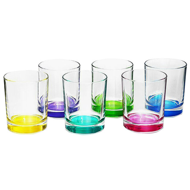 OSZ стеклянный стакан гладкий 240 мл низкий с цветным дном цвет в ассортименте 1шт