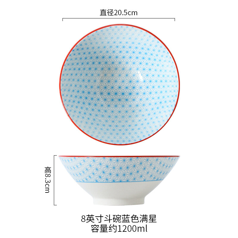 8inch Дули Чаша Японского Стиля для Рамена Керамическая Чаша для Лапши Быстрого Приготовления для Магазинов Лапши Подглазурная Цветная Чаша для Супа