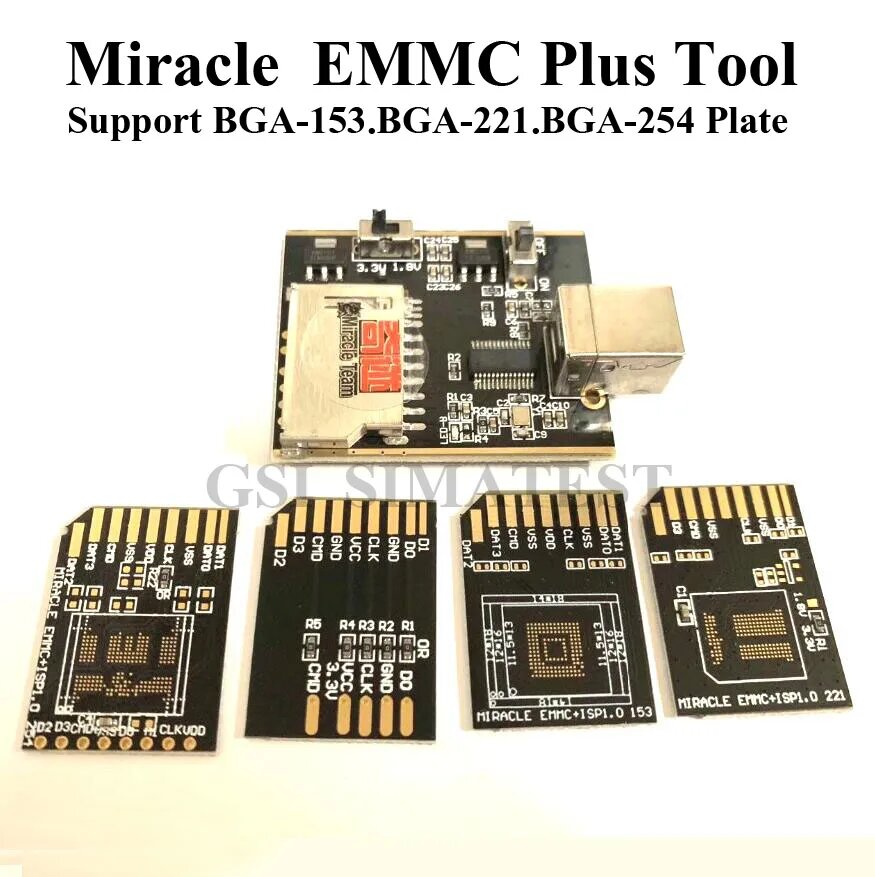 Новый оригинальный адаптер MIRACLE EMMC Plus Tool / Miracle eMMC 5 В 1 для пластины Bga 153, 221, 254 с чудо-боксюром или чудо-громором