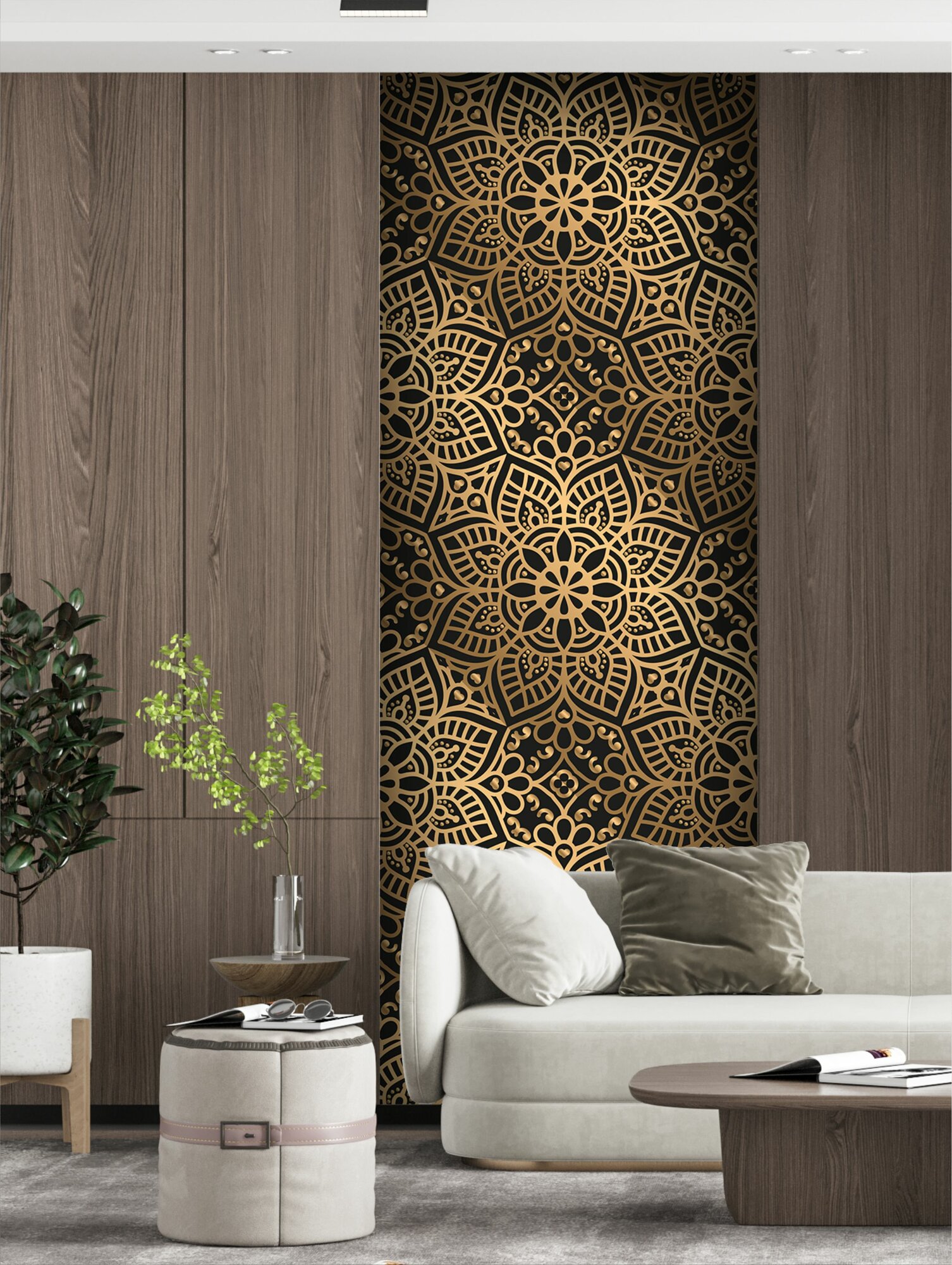 Акцентные фотообои Art IrbisPrint на стену "Мандала" 100х270 на флизелиновой основе