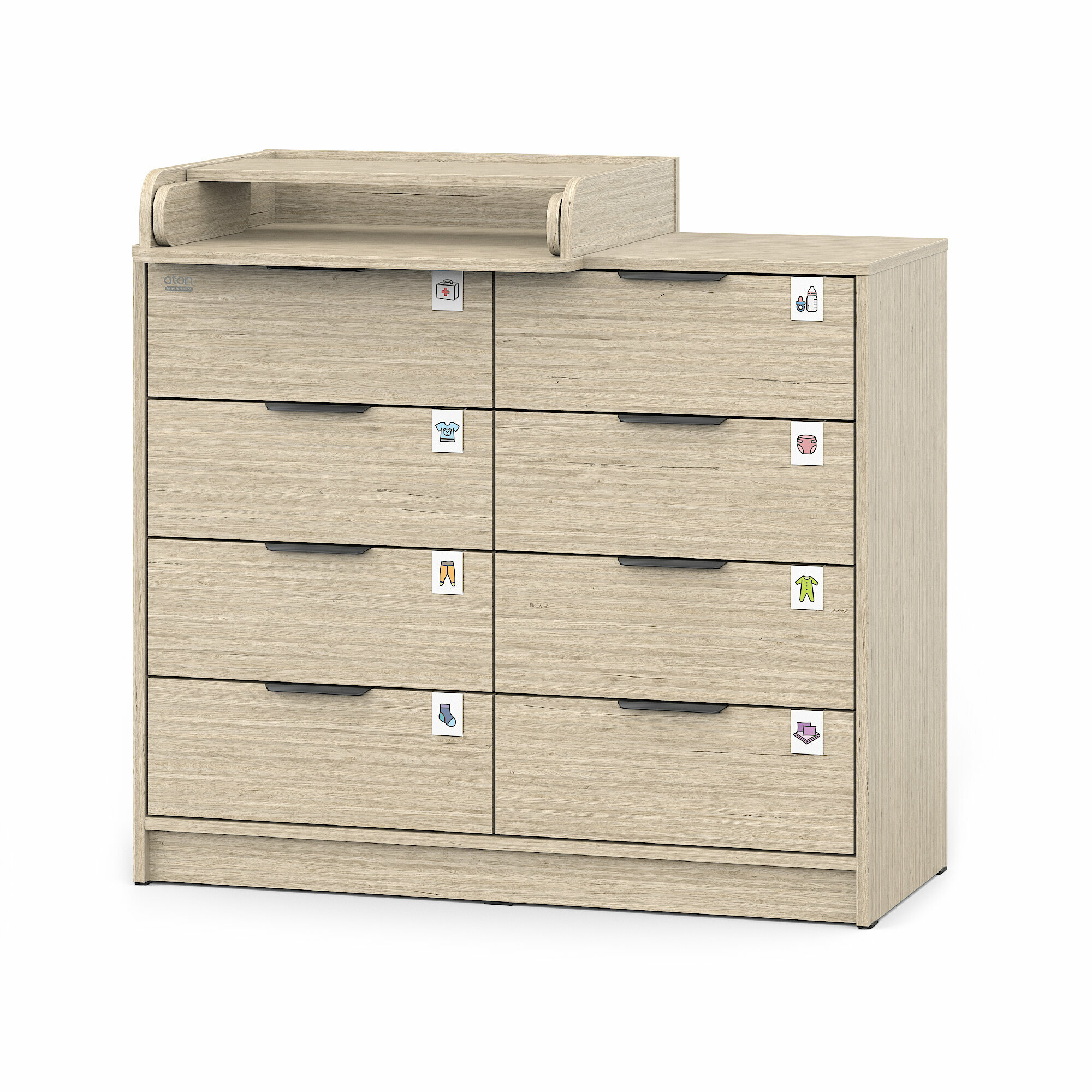 Атон комод "Zeus" шариковые направляющие 8 ящ. Дуб тонсберг