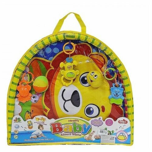 Развивающий коврик китай "Лёвушка с Зайчиком", 2 дуги, съёмные игрушки, звук