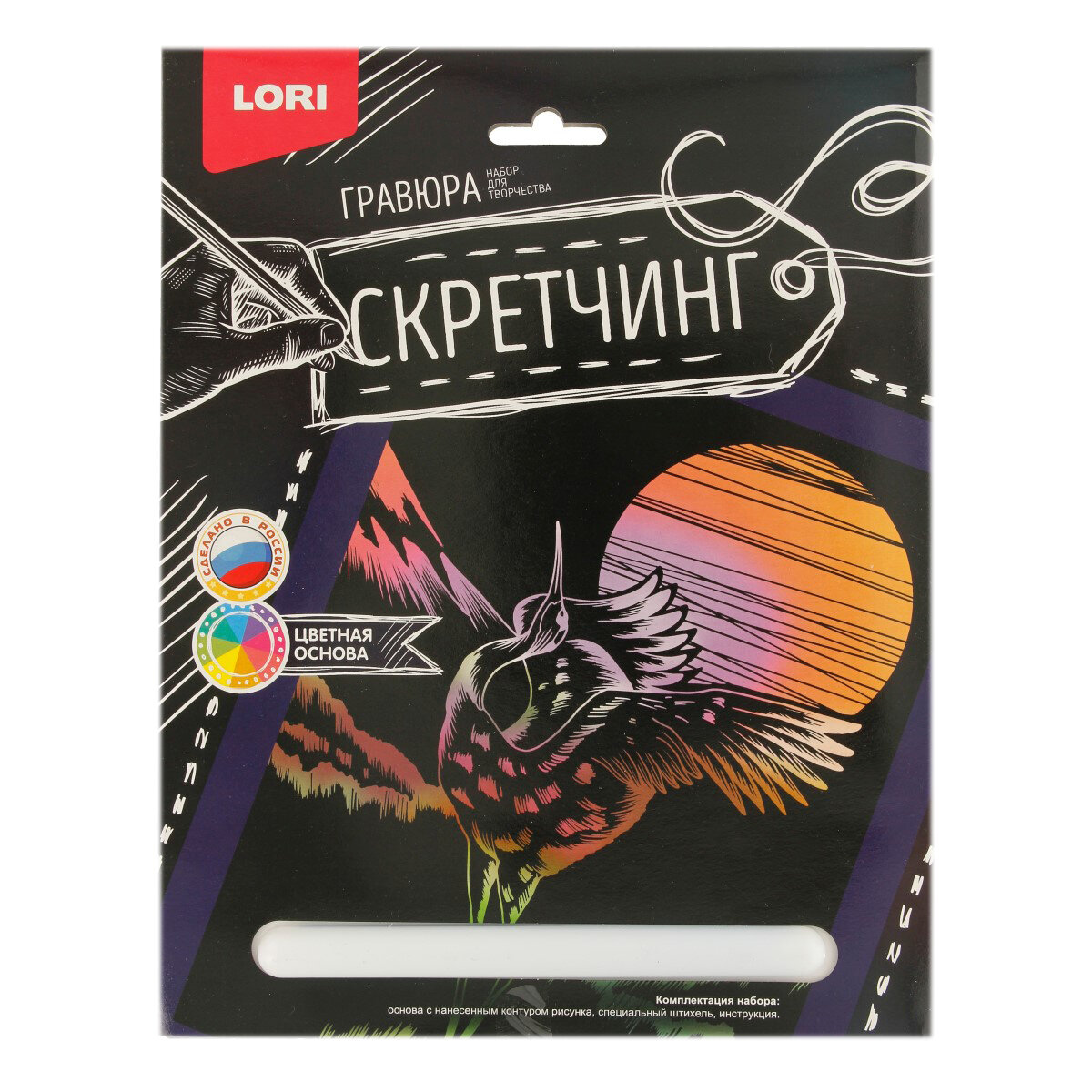 Lori Скретчинг ЖивотныеЖуравль, 18×24 см, Гр-722-QO42 художественный набор для творчества