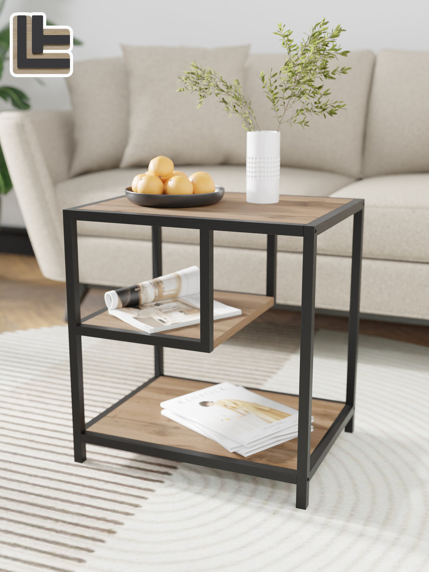 Тумба Landloft "Лемарк" Лофт, модульная, ЛДСП, цвет дуб соном