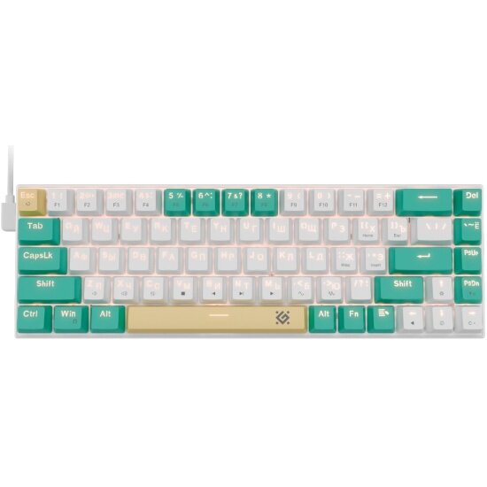 Клавиатура Defender Vexx Pro GK-084 RU, RGB, бел/зел,68кн, красн. св (45084)