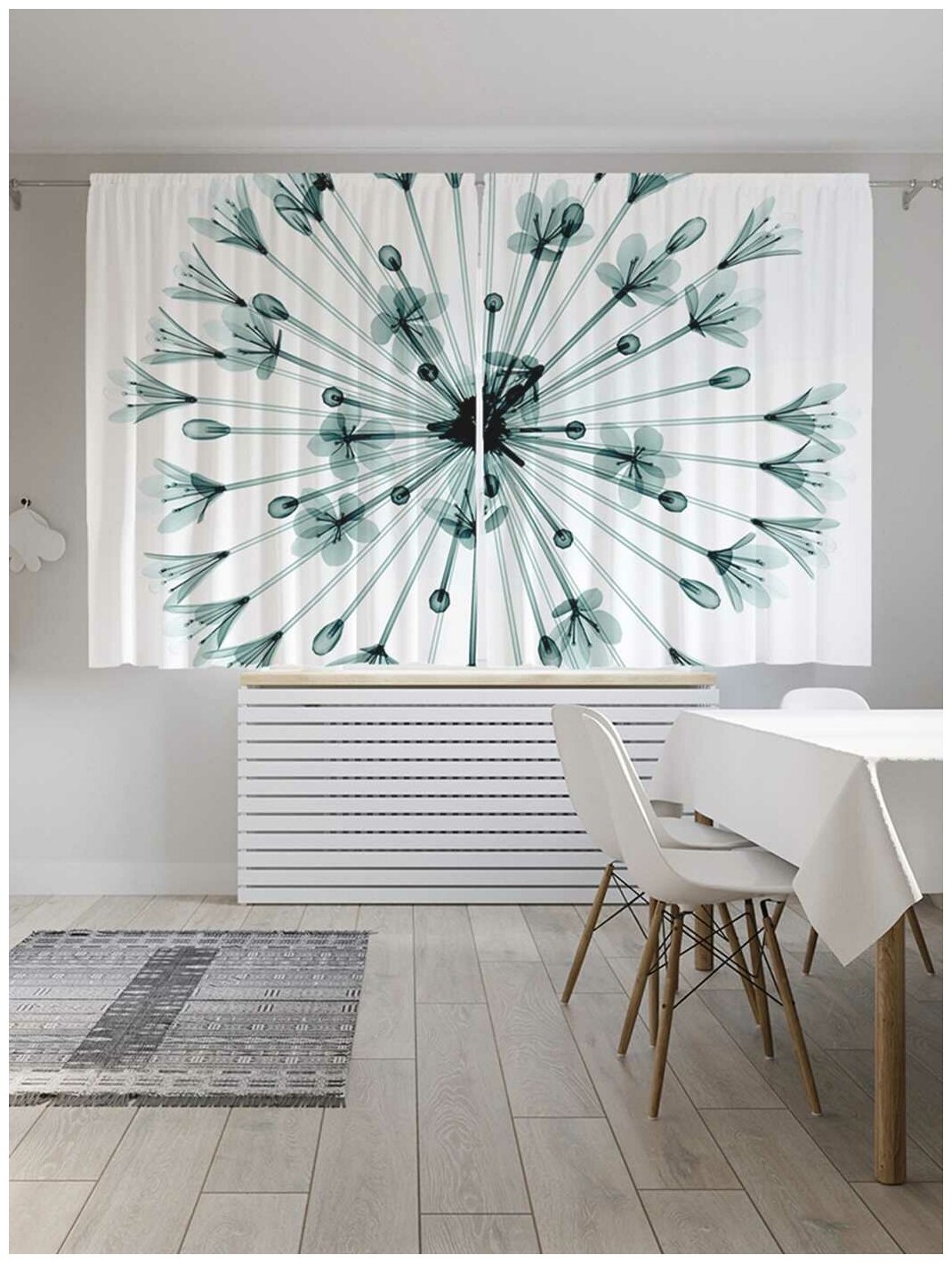 Фотошторы короткие "Летающий одуванчик", 2 полотна шириной по 145 см, высота 180 см, JoyArty