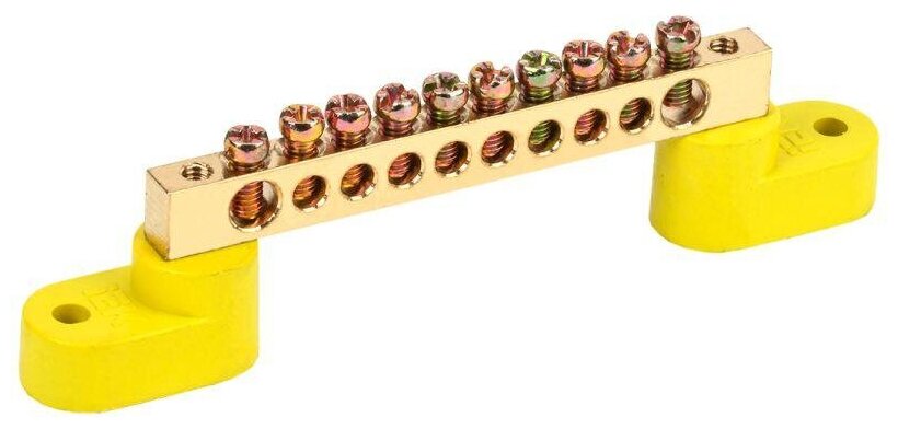 Нулевая шина PE "земля" ШНИ-6х9-10 на 2х угловых изоляторах, IEK YNN10-69-10C2-K05 (1 шт.)