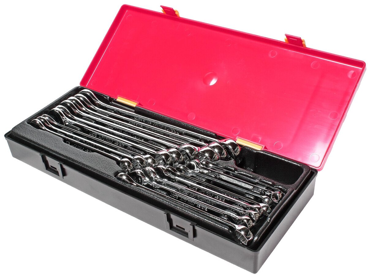 JTC Набор ключей комбинированных 6-23 мм с зеркальной полировкой 17 предметов в кейсе JTC-K6171