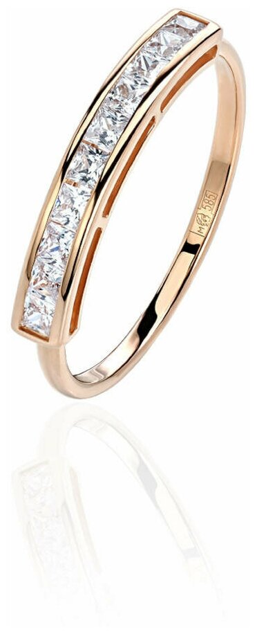 Кольцо, красное золото, 585 проба, фианит