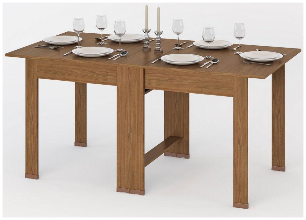 Стол-книжка раскладной обеденный 170 см с 4 ножками МагМебель Рион-8 ясень шимо тёмный