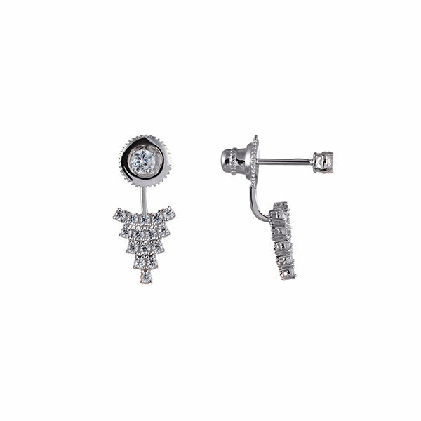 Серьги пусеты, серебро, 925 проба, фианит