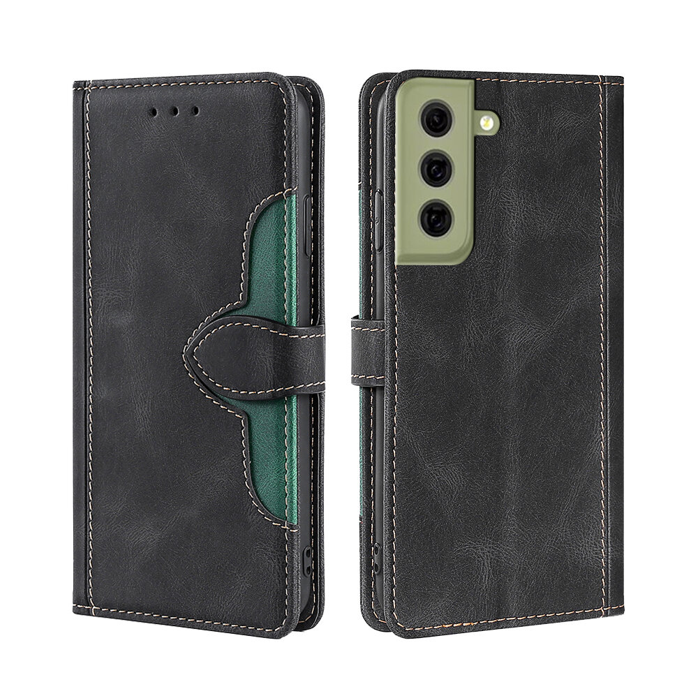 Чехол-книжка MyPads для Samsung Galaxy S21 FE 5G (SM-G990) / Самсунг S21 FE, узор в сочетании с другим цветом (черный)