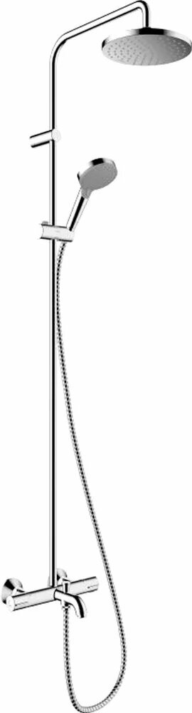 Душевая стойка Hansgrohe Vernis Blend 26274000 Showerpipe 200 1jet со смесителем, термостатическим, хром, глянцевая, с тропическим душем, с изливом, с лейкой, душевая система, латунная