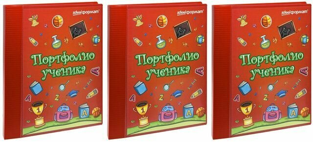 Schoolformat Папка-портфолио ученика А4, 2 кольца, 20 файлов, 3уп.