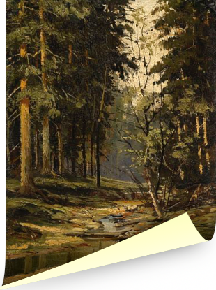 "Лесной ручей", Шишкин Иван Иванович, картина (репродукция) (50х81 см / без подрамника)