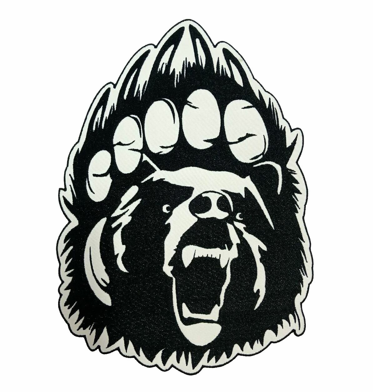 Большая нашивка на куртку, патч, шеврон байкерский, нашивка на спину Медведь. Размер 33,5х23,5 см.