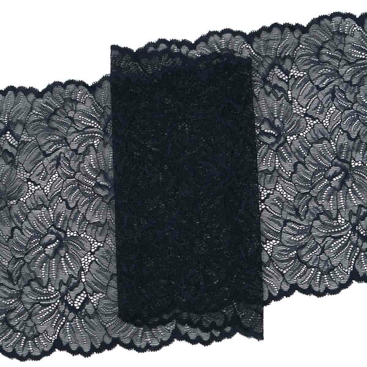 Кружево эластичное для шитья нижнего белья Айрис, 24см*3,4м, цвет темно-синий