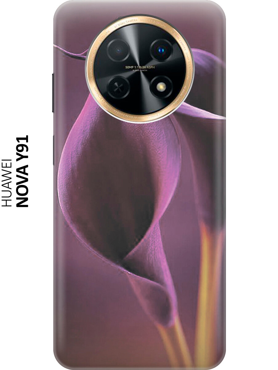 Силиконовый чехол на Huawei nova Y91 / Хуавей нова У91 с принтом "Сиреневые каллы"