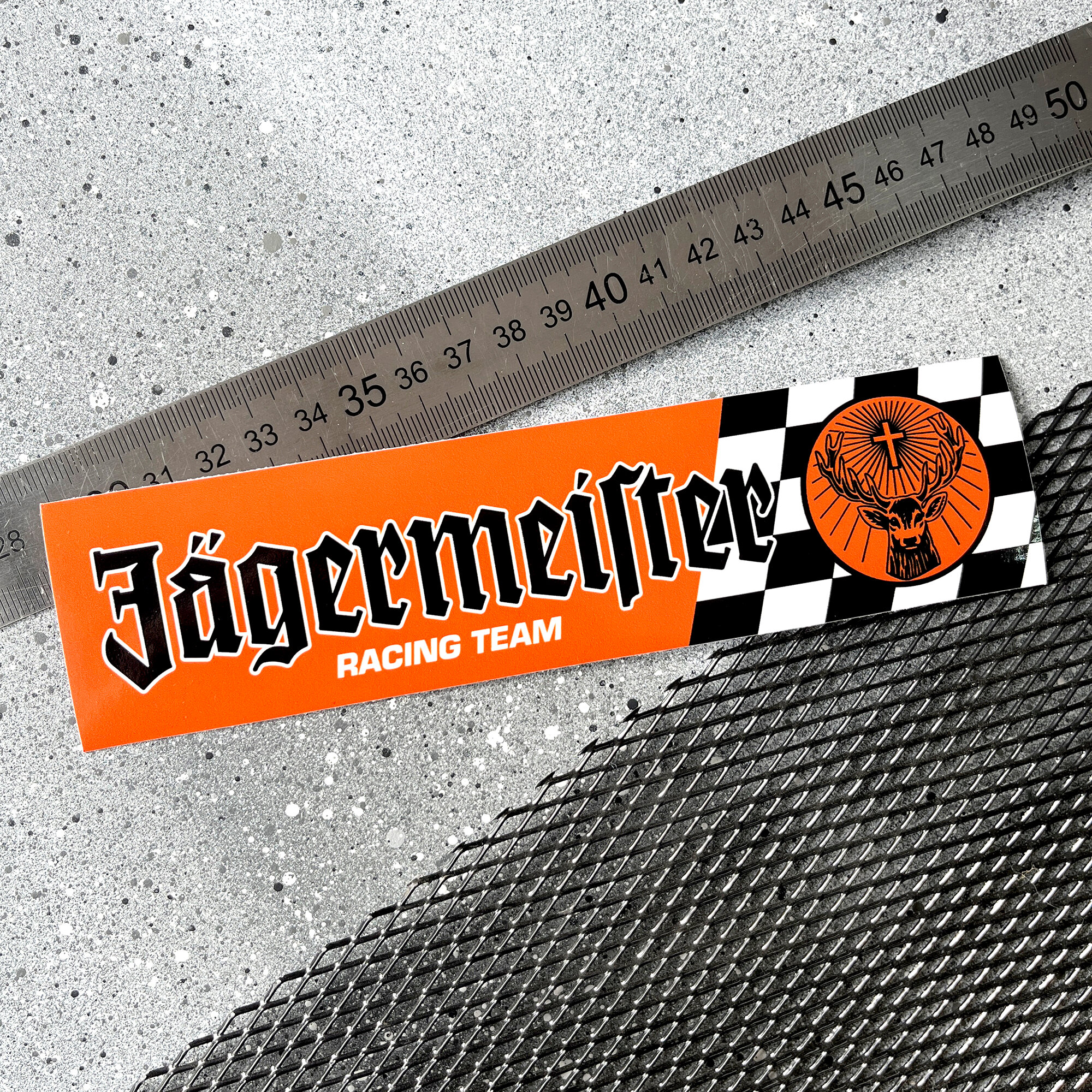 Наклейка на авто логотип Jagermeister 18.5х4.5 / Resource Stickers