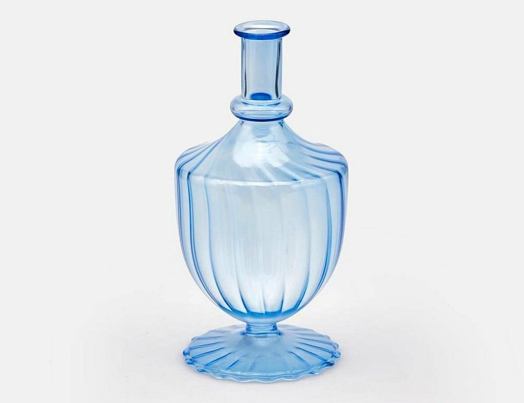 Стеклянная ваза, голубая, 20 см, EDG