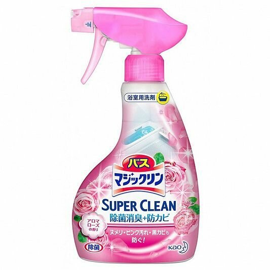 Kao Magiclean Super Clean Спрей-пенка для ванной комнаты с антибактериальным эффектом и ароматом роз 350 мл