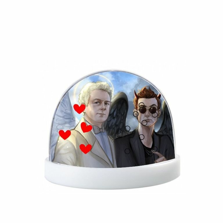 Водяной шар Благие знамения, Good Omens №3, Сердца-блёстки