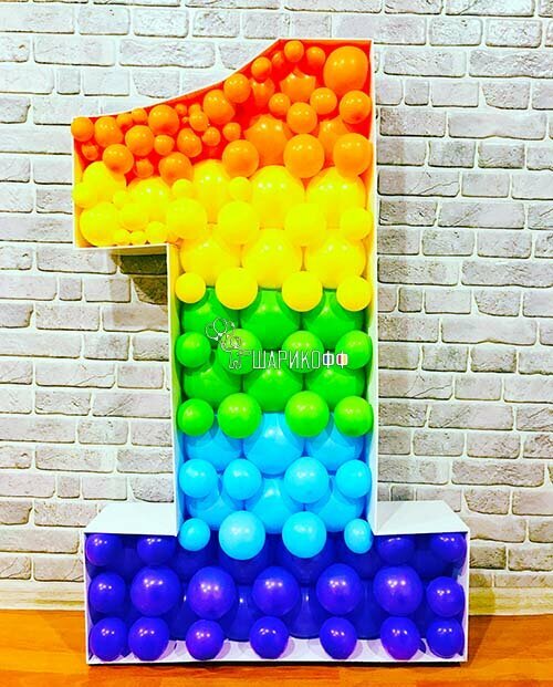 Композиция из шаров с цифрами в стиле аэромозайка "Вариант №1"