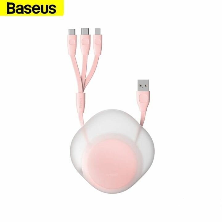 Кабель Baseus Let's go Little Reunion One-Way Stretchable Data Cable 3 in 1 Lightning/Type-c/Micro 0.85м. (Pink)