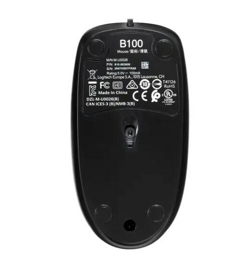 Мышь Logitech B100 Optical Mouse Black — фото 1