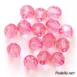 Акриловые бусины граненые 0001120 розовые прозрачные 8 мм 25 г (3), цена за 1 уп.