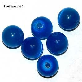 Натуральная бусина под Кошачий глаз синий 0003961 шарик 10 мм, цена за 10 шт.