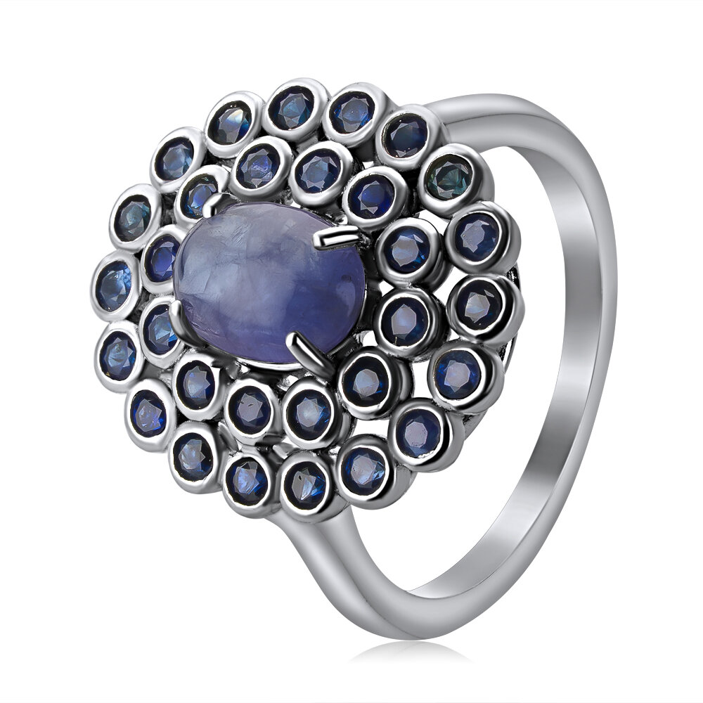 Кольцо, серебро, 925 проба, танзанит, сапфир