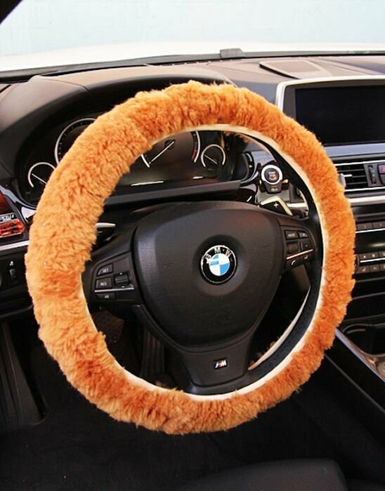 Оплётка руля из натуральной овчины класса А, цвет рыжий