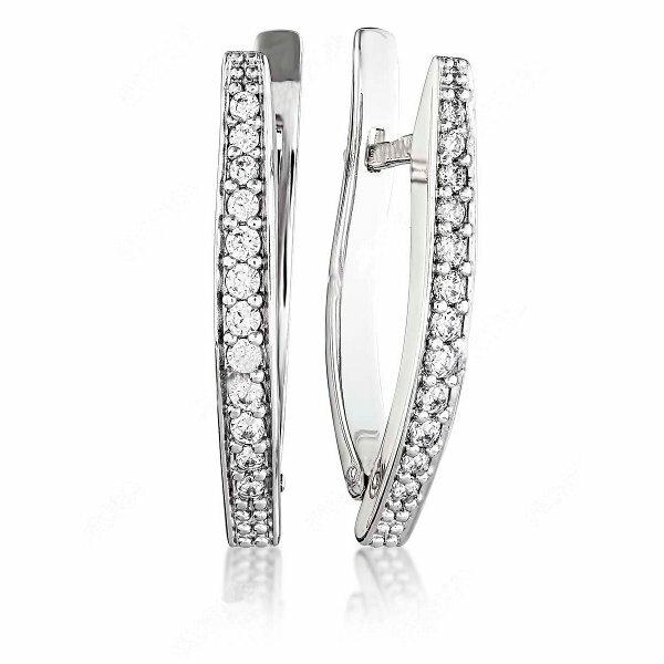 Серьги, серебро, 925 проба, родирование, фианит