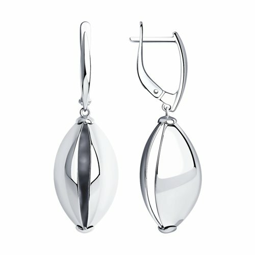 Серьги с подвесками, серебро, 925 проба, родирование