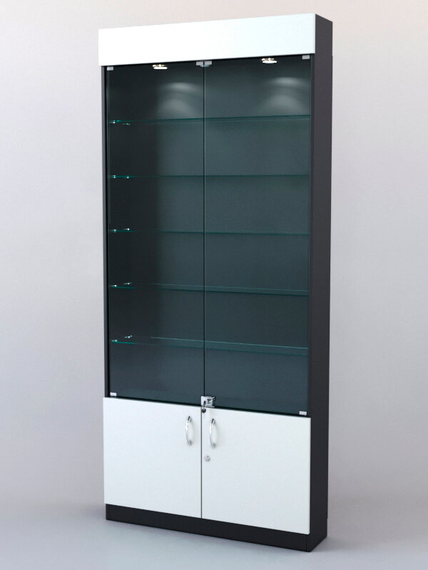 Витрина "шалость" №1-1-900 (задняя стенка ДВП), Черный + Белый