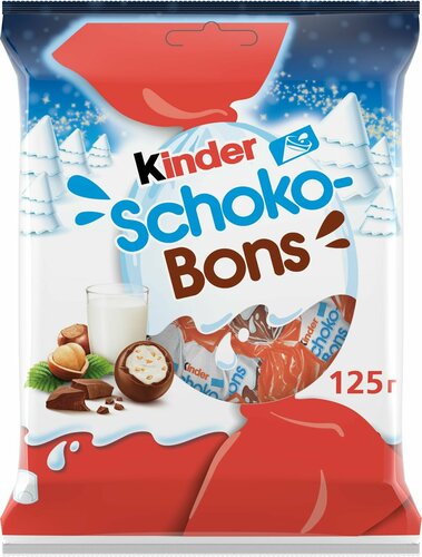 Конфеты Kinder Choco-Bons, из молочного шоколада, с молочно-ореховой ...
