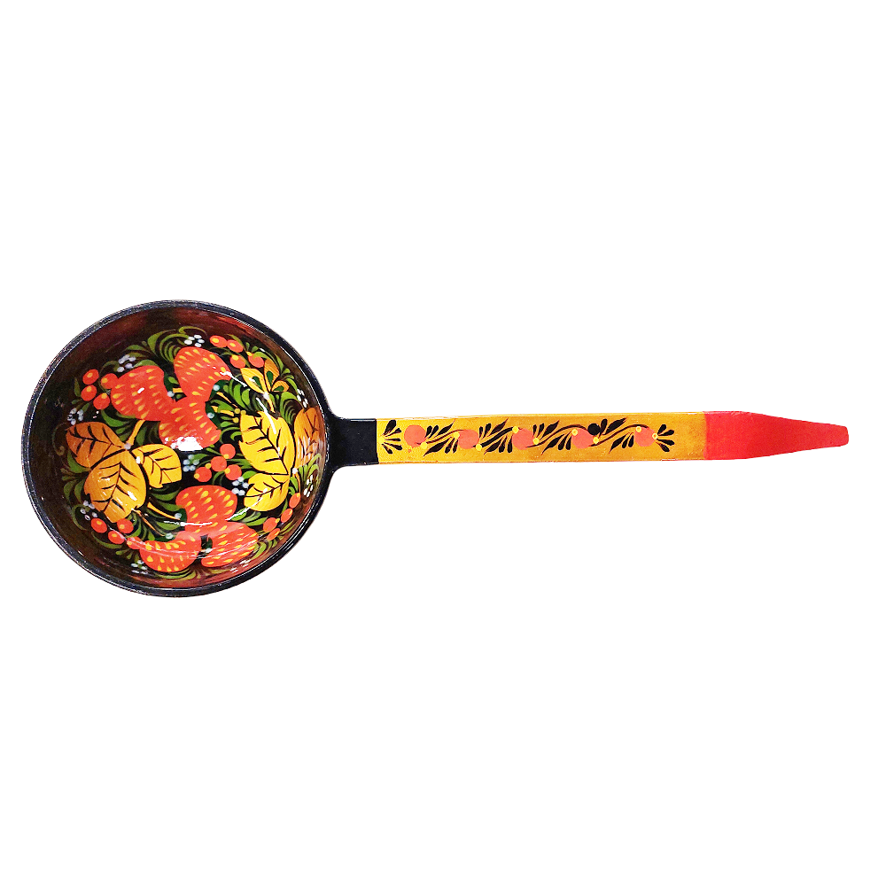 Деревянный половник ручной работы "Ягодки", хохлома