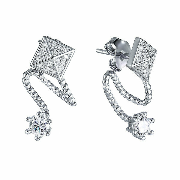 Серьги ELEMENT47, серебро, 925 проба, фианит