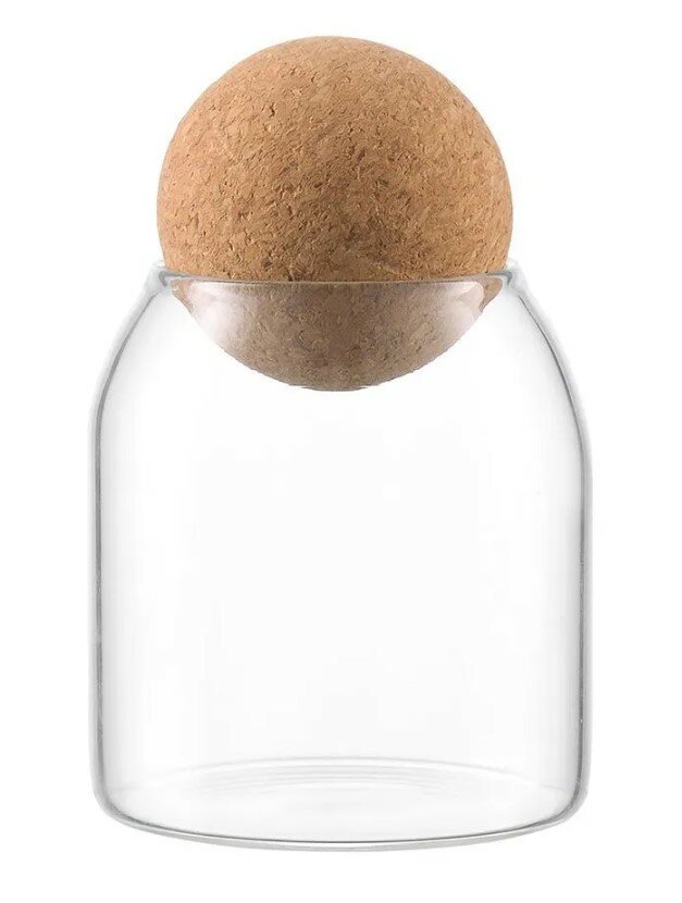 Стеклянная банка, боросиликатное, стекло, для сыпучих, с пробковой, крышкой