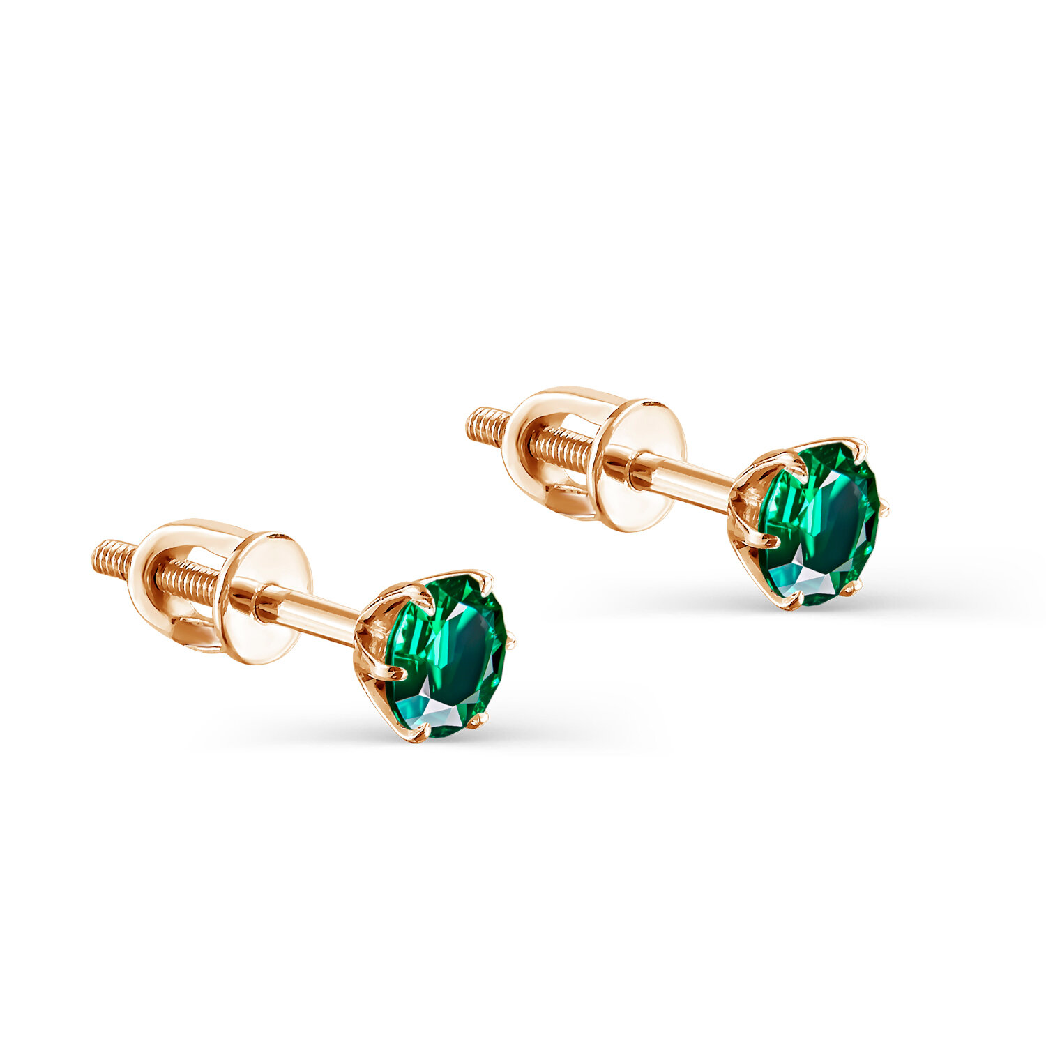Серьги JEWELIN, красное золото, 585 проба, изумруд