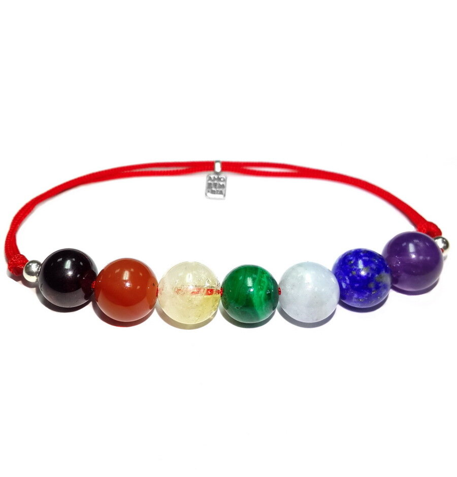 Браслет, 925 проба, цитрин, лазурит, аквамарин, малахит, аметист, сердолик, гранат