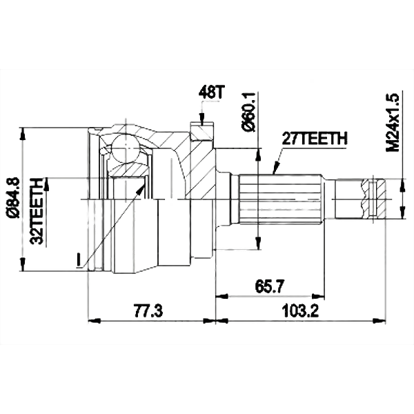 PATRON PCV9102 (05012456AC / 05012457AA / 05012457AB) шрус наружн к-кт 27x60,1x32 abs:48t empi 87-9102, jeep: Cherokee (Чероки) 99-01