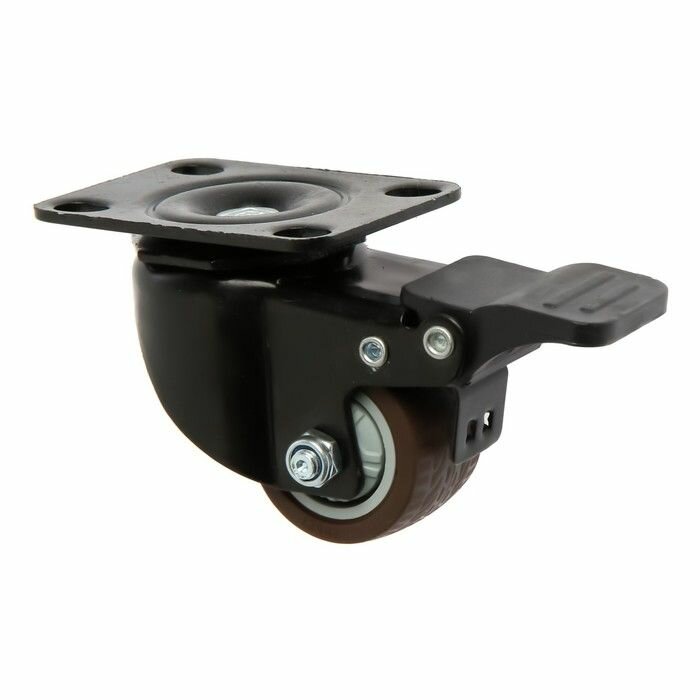 Колесо мебельное CAPPIO d 40, на площадке, со стопором, поворотное, покрытие TPR